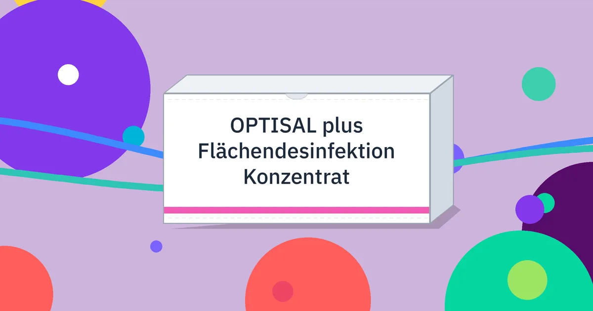 Symbolbild: Packung mit der Aufschrift OPTISAL plus Flächendesinfektion Konzentrat (PZN 16890332) – Verfügbarkeit und Bezug in Apotheken in Frankfurt am Main