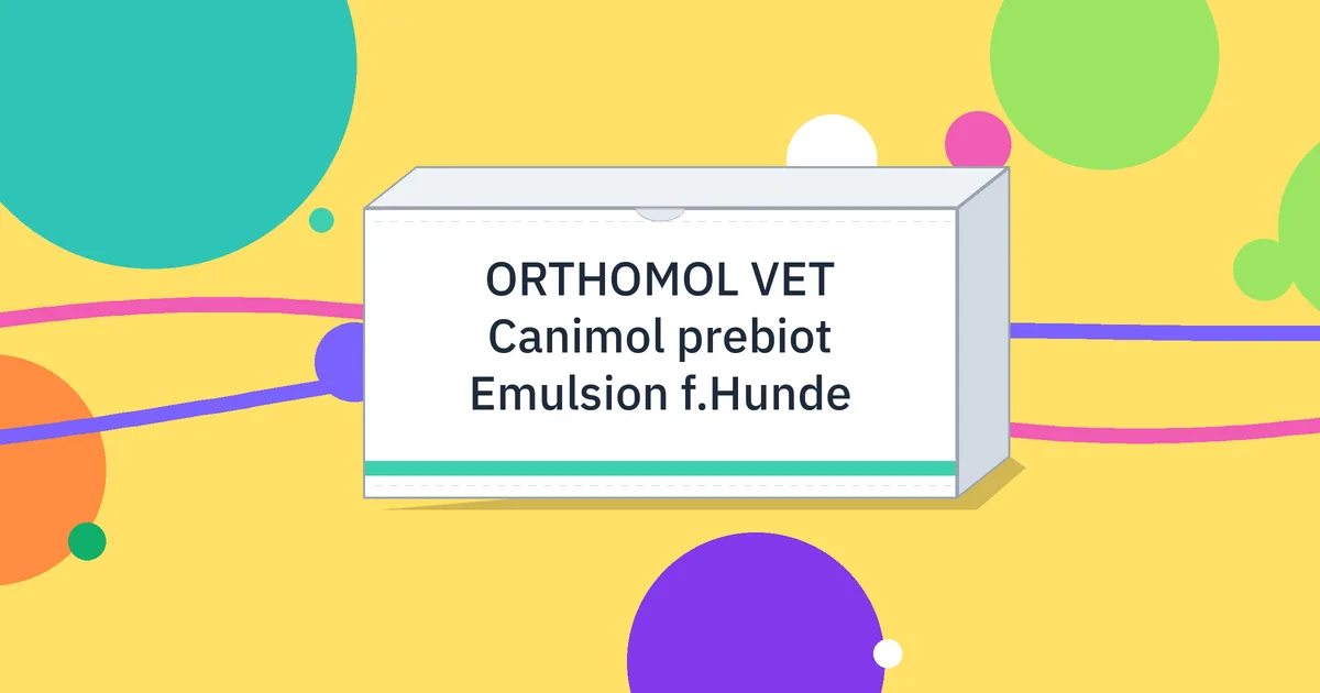 Symbolbild: Packung mit der Aufschrift ORTHOMOL VET Canimol prebiot Emulsion f.Hunde (PZN 18723118) – Verfügbarkeit und Bezug in Apotheken in Frankfurt am Main