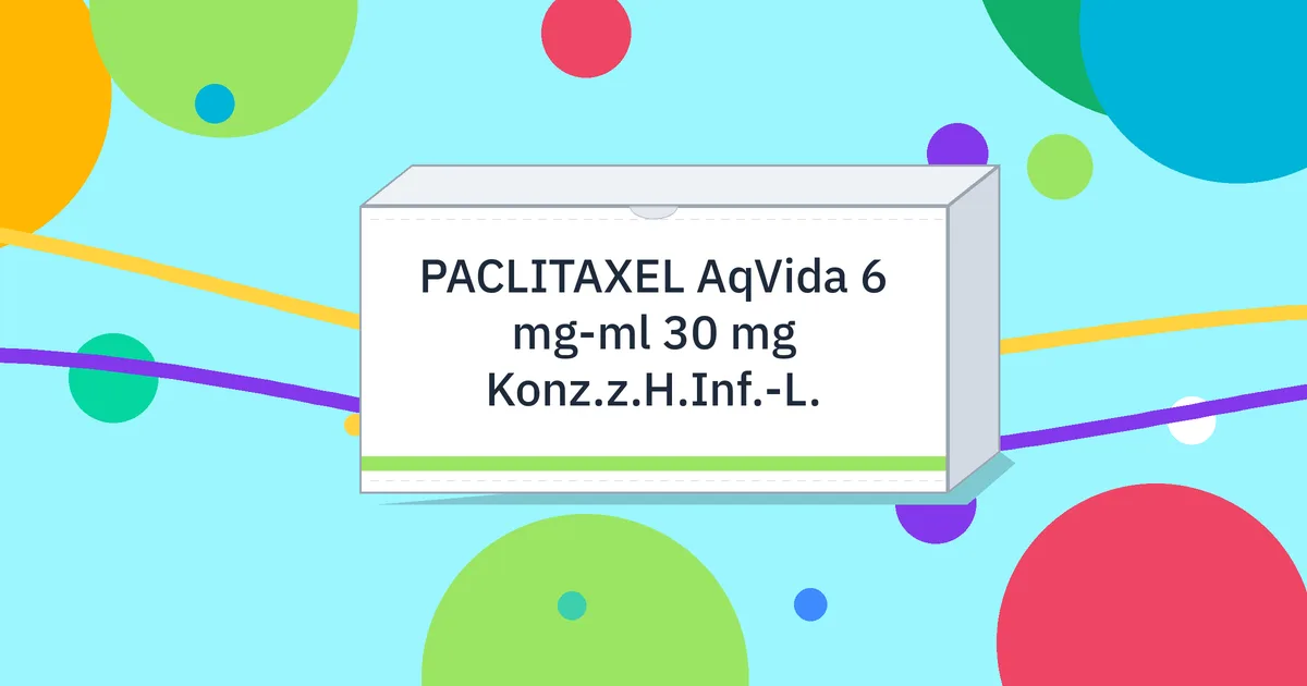 Symbolbild: Packung mit der Aufschrift PACLITAXEL AqVida 6 mg-ml 30 mg Konz.z.H.Inf.-L. (PZN 14279750) – Verfügbarkeit und Bezug in Apotheken in Frankfurt am Main