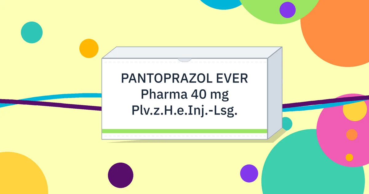 Symbolbild: Packung mit der Aufschrift PANTOPRAZOL EVER Pharma 40 mg Plv.z.H.e.Inj.-Lsg. (PZN 16014033) – Verfügbarkeit und Bezug in Apotheken in Frankfurt am Main