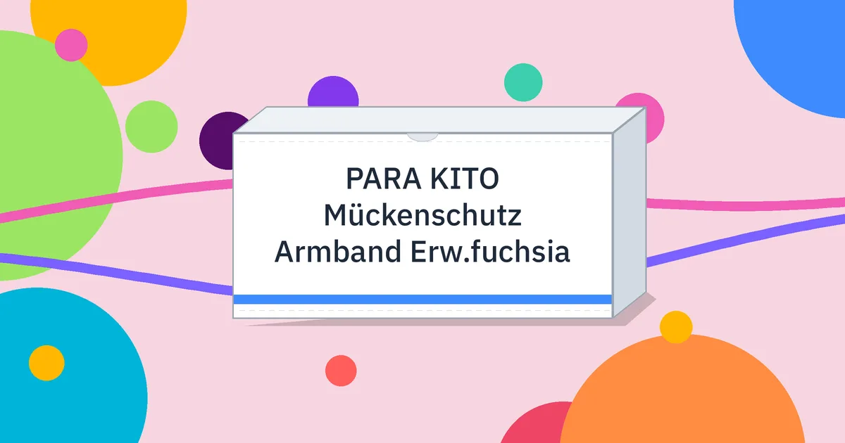 Symbolbild: Packung mit der Aufschrift PARA KITO Mückenschutz Armband Erw.fuchsia (PZN 19132187) – Verfügbarkeit und Bezug in Apotheken in Frankfurt am Main