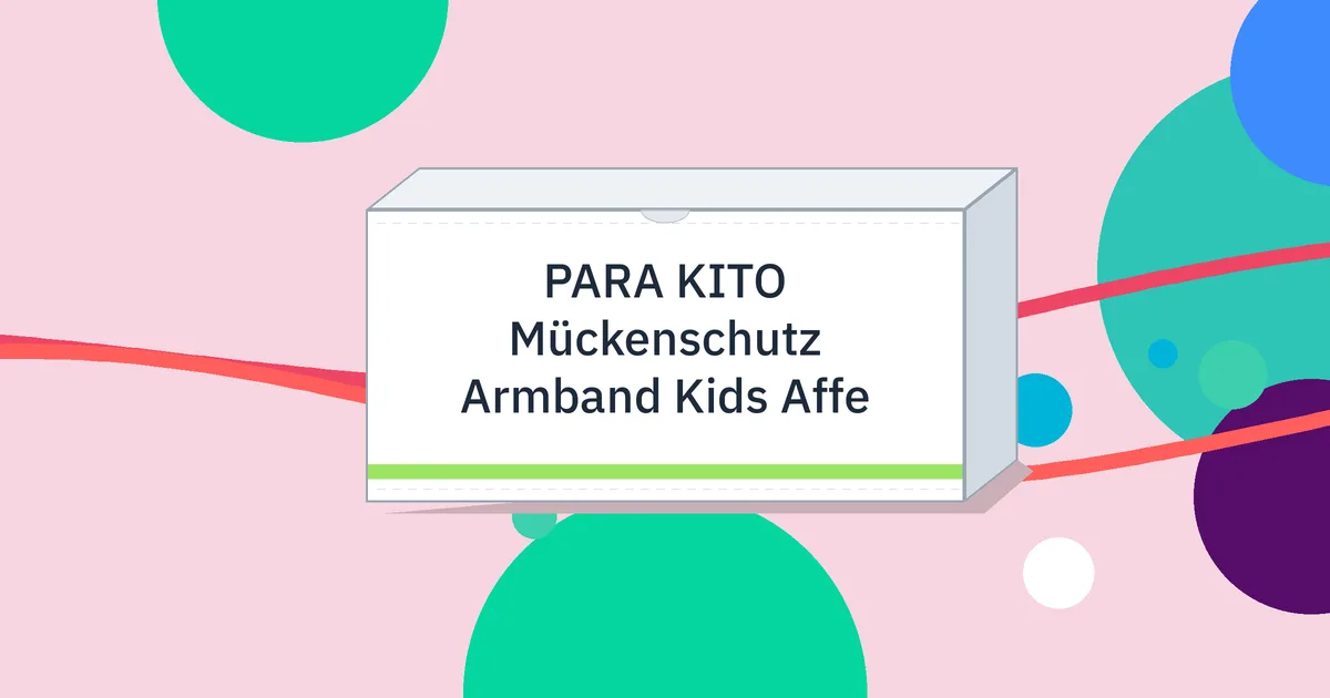 Symbolbild: Packung mit der Aufschrift PARA KITO Mückenschutz Armband Kids Affe (PZN 20573471) – Verfügbarkeit und Bezug in Apotheken in Frankfurt am Main