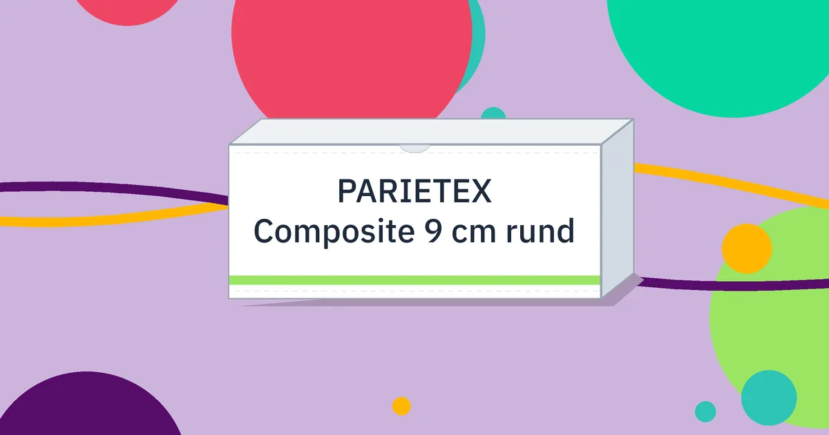 Symbolbild: Packung mit der Aufschrift PARIETEX Composite 9 cm rund (PZN 00229636) – Verfügbarkeit und Bezug in Apotheken in Frankfurt am Main