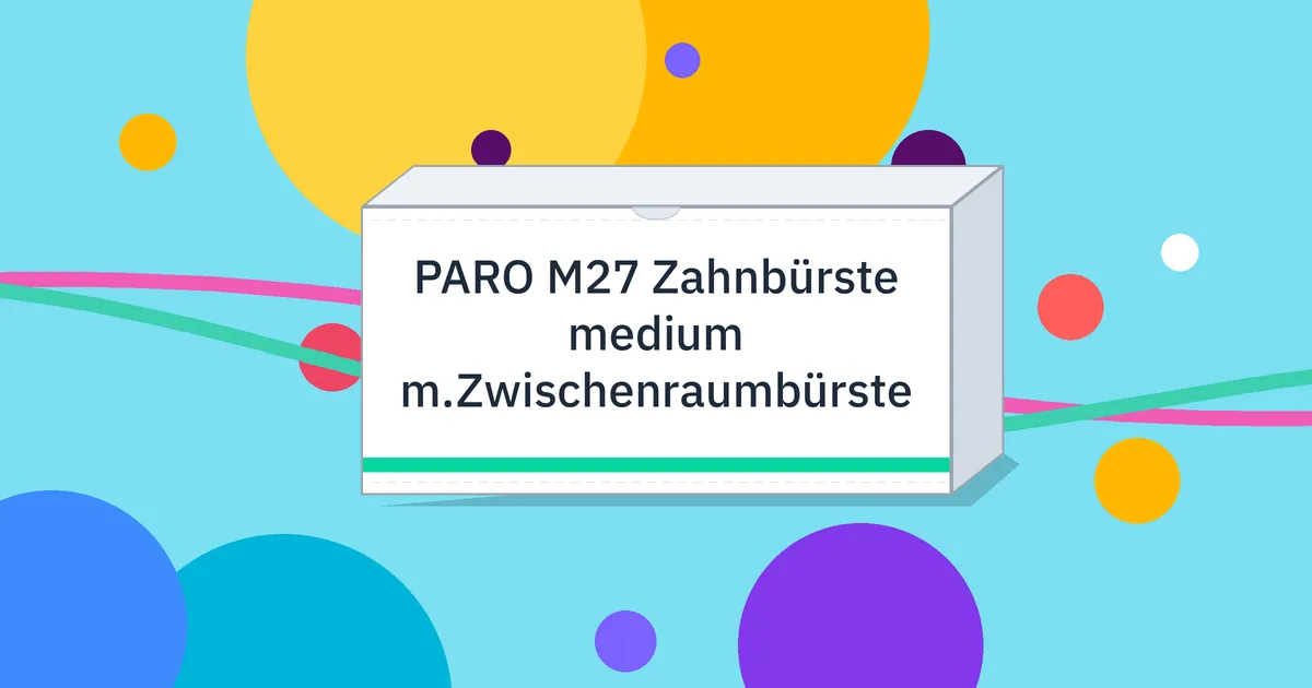 Symbolbild: Packung mit der Aufschrift PARO M27 Zahnbürste medium m.Zwischenraumbürste (PZN 17372349) – Verfügbarkeit und Bezug in Apotheken in Frankfurt am Main