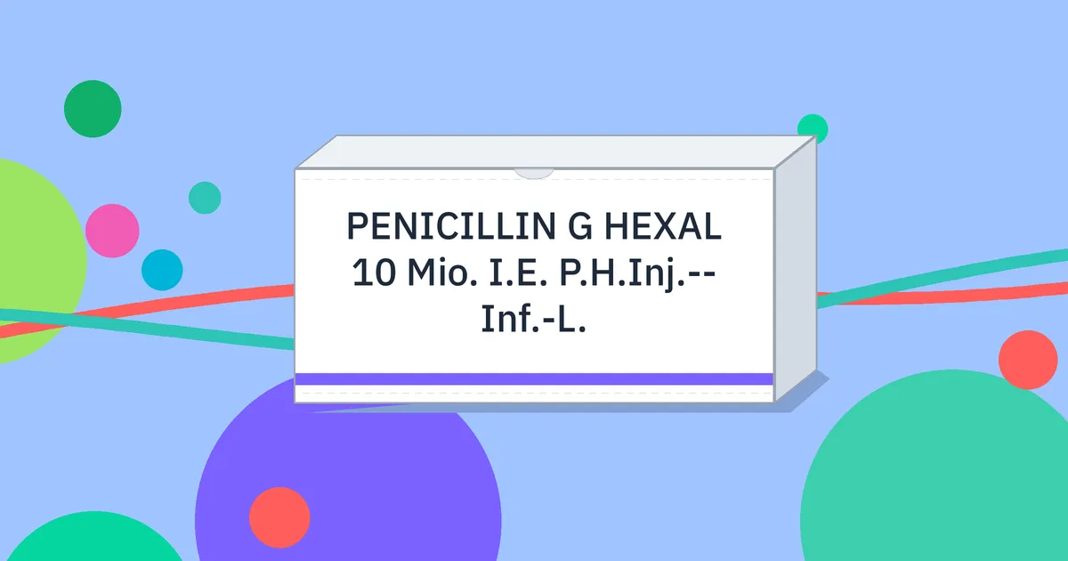 Symbolbild: Packung mit der Aufschrift PENICILLIN G HEXAL 10 Mio. I.E. P.H.Inj.--Inf.-L. (PZN 16849795) – Verfügbarkeit und Bezug in Apotheken in Frankfurt am Main