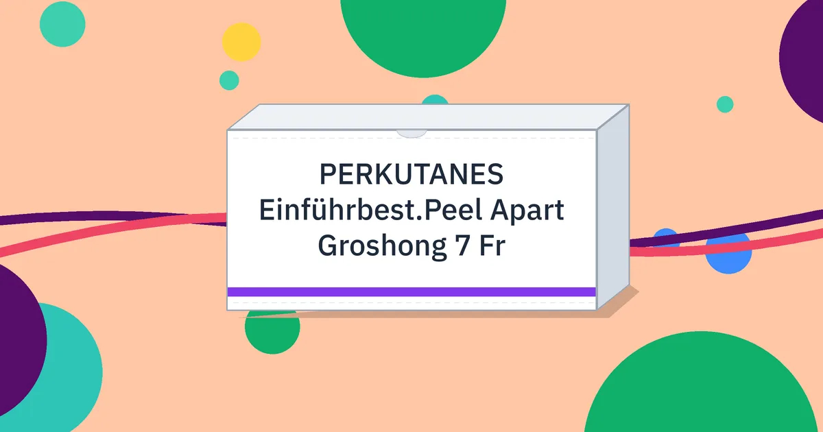 Symbolbild: Packung mit der Aufschrift PERKUTANES Einführbest.Peel Apart Groshong 7 Fr (PZN 02757055) – Verfügbarkeit und Bezug in Apotheken in Frankfurt am Main