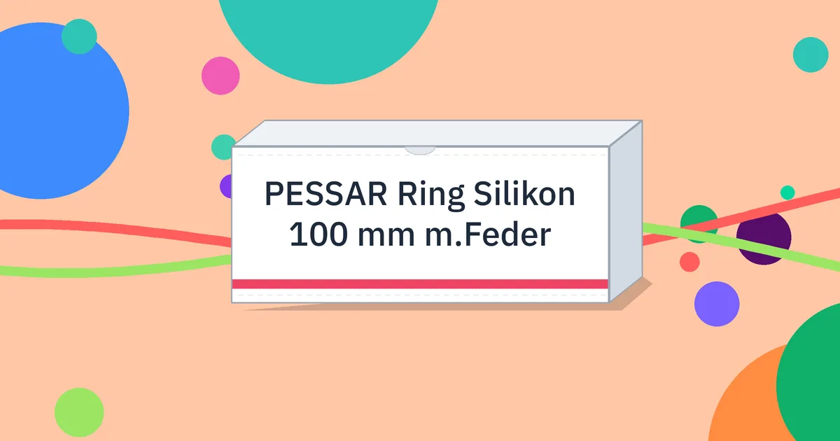 Symbolbild: Packung mit der Aufschrift PESSAR Ring Silikon 100 mm m.Feder (PZN 01734448) – Verfügbarkeit und Bezug in Apotheken in Frankfurt am Main