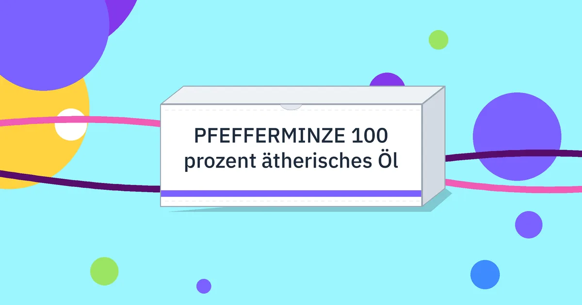 Symbolbild: Packung mit der Aufschrift PFEFFERMINZE 100 prozent ätherisches Öl (PZN 07204898) – Verfügbarkeit und Bezug in Apotheken in Frankfurt am Main