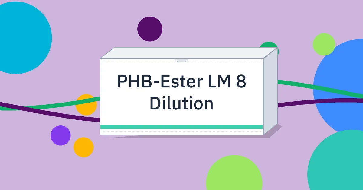 Symbolbild: Packung mit der Aufschrift PHB-Ester LM 8 Dilution (PZN 12978053) – Verfügbarkeit und Bezug in Apotheken in Frankfurt am Main