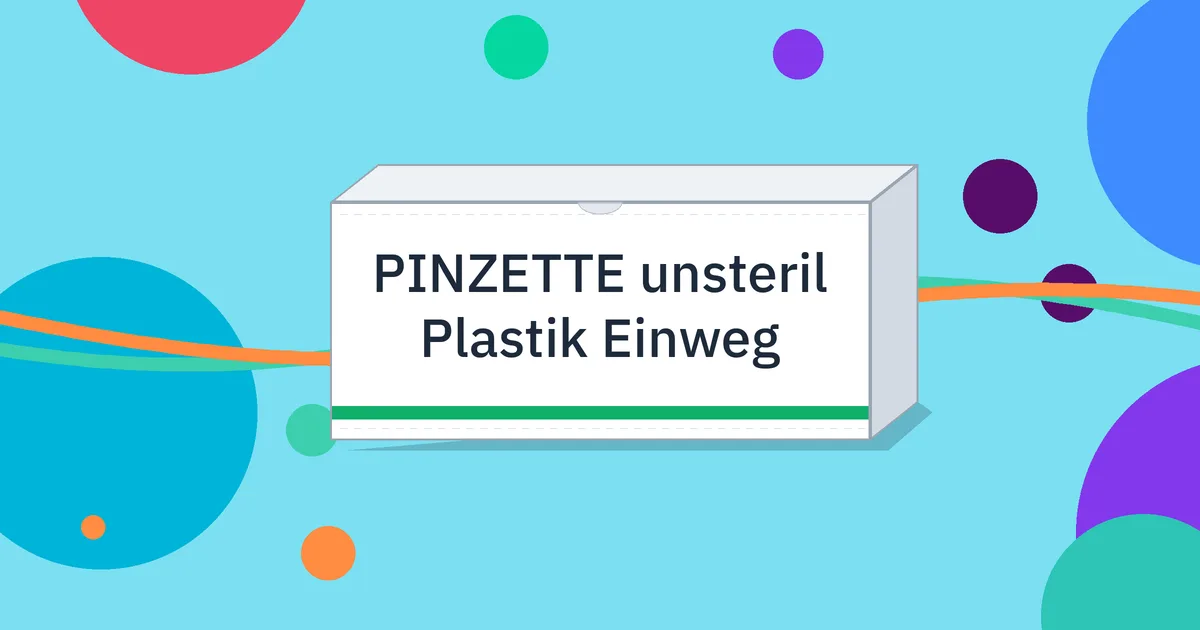 Symbolbild: Packung mit der Aufschrift PINZETTE unsteril Plastik Einweg (PZN 16915960) – Verfügbarkeit und Bezug in Apotheken in Frankfurt am Main