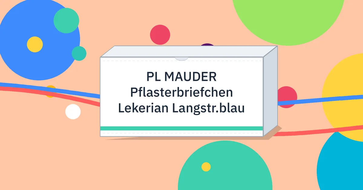 Symbolbild: Packung mit der Aufschrift PL MAUDER Pflasterbriefchen Lekerian Langstr.blau (PZN 19647626) – Verfügbarkeit und Bezug in Apotheken in Frankfurt am Main