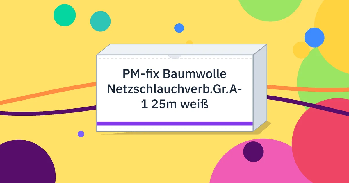 Symbolbild: Packung mit der Aufschrift PM-fix Baumwolle Netzschlauchverb.Gr.A-1 25m weiß (PZN 18846068) – Verfügbarkeit und Bezug in Apotheken in Frankfurt am Main