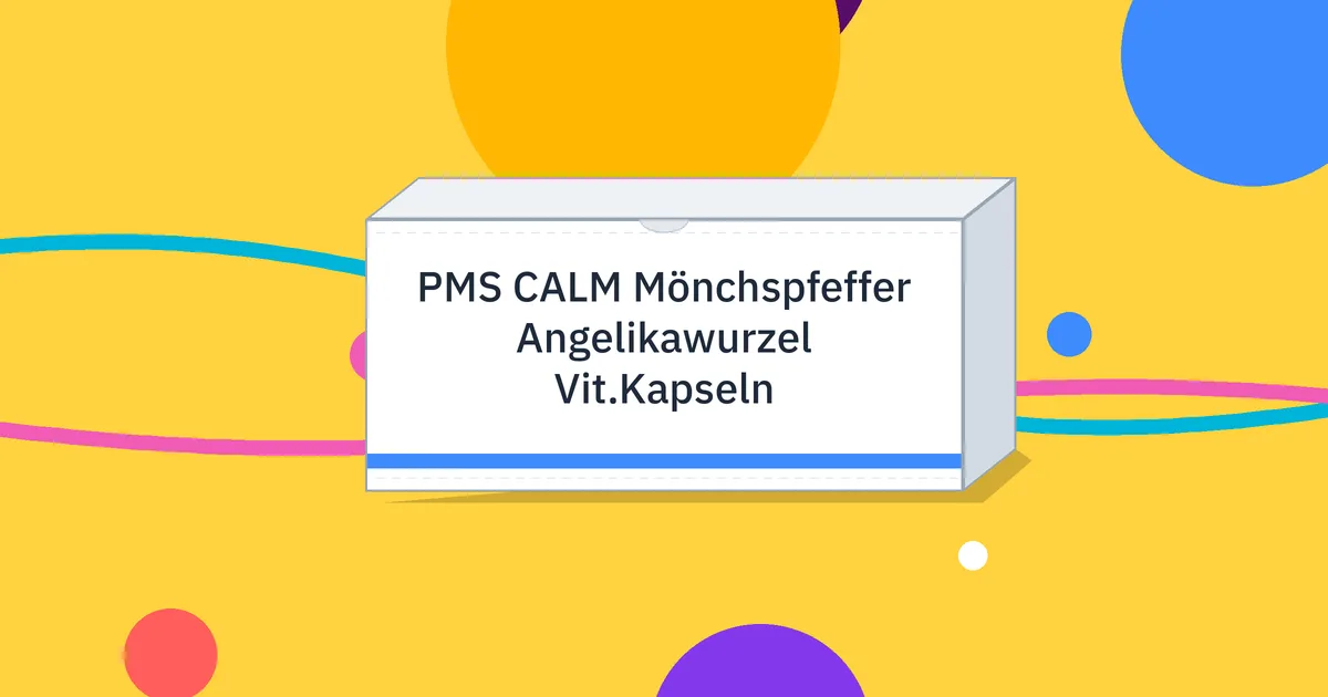 Symbolbild: Packung mit der Aufschrift PMS CALM Mönchspfeffer Angelikawurzel Vit.Kapseln (PZN 19506564) – Verfügbarkeit und Bezug in Apotheken in Frankfurt am Main