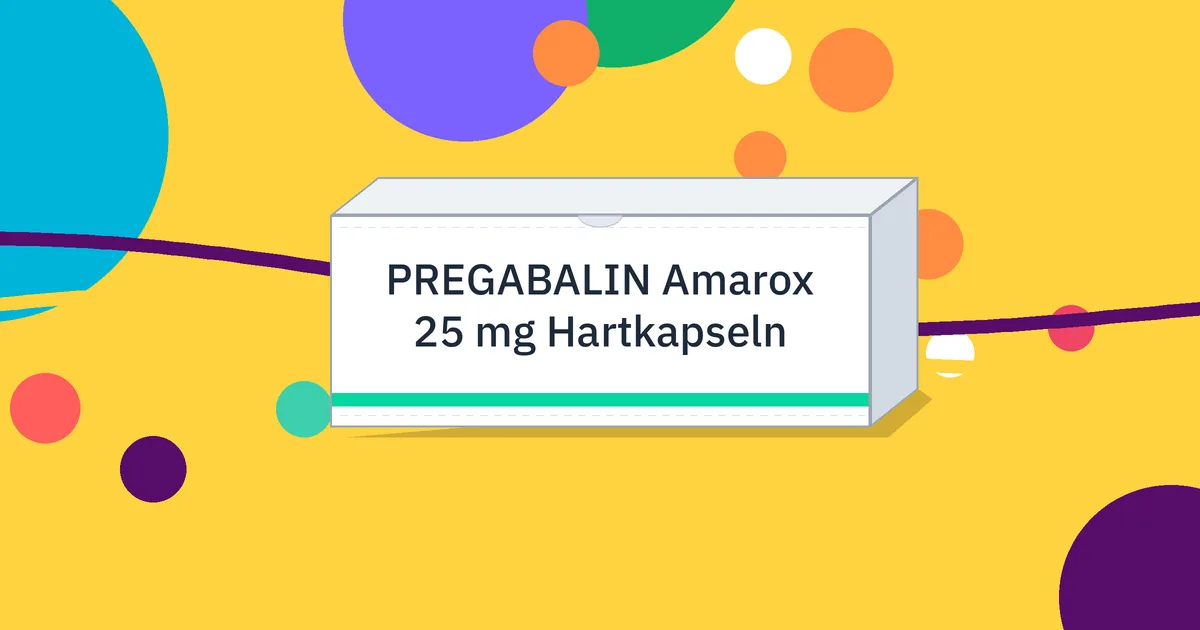 Symbolbild: Packung mit der Aufschrift PREGABALIN Amarox 25 mg Hartkapseln (PZN 16805295) – Verfügbarkeit und Bezug in Apotheken in Frankfurt am Main