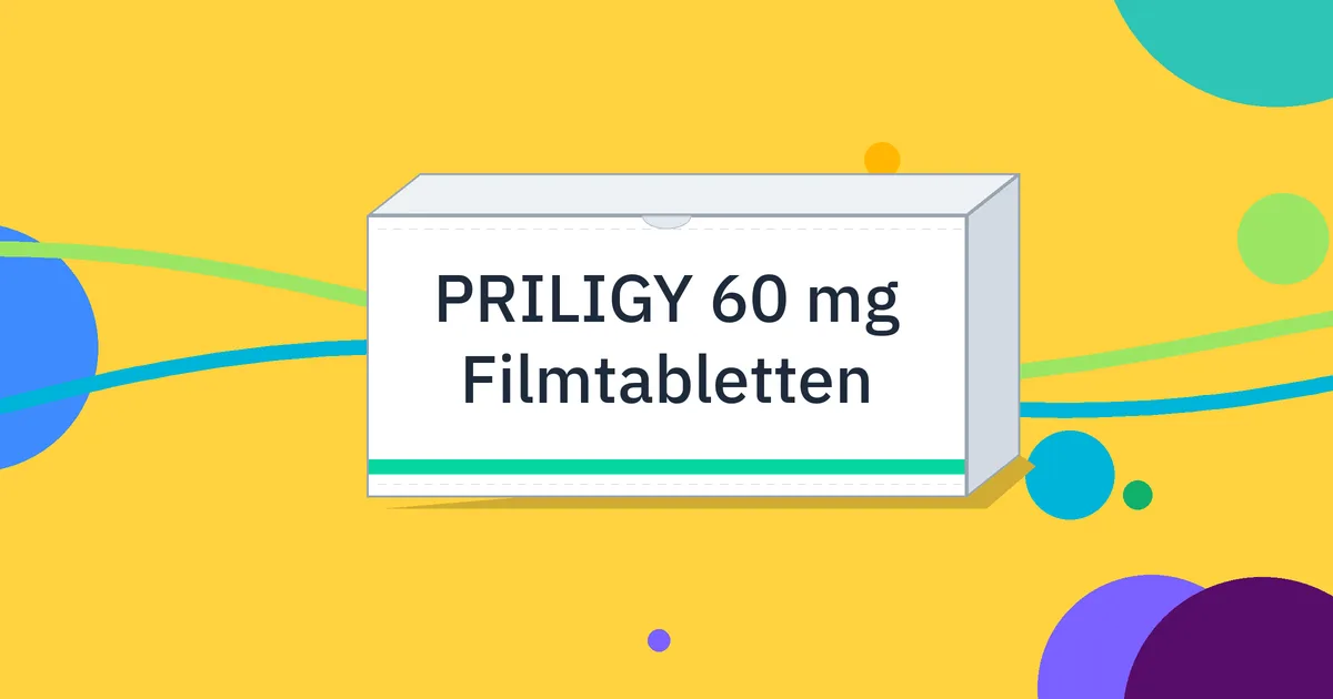 Symbolbild: Packung mit der Aufschrift PRILIGY 60 mg Filmtabletten (PZN 02155907) – Verfügbarkeit und Bezug in Apotheken in Frankfurt am Main