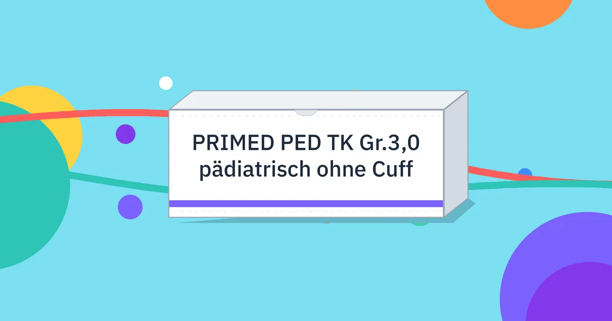 Symbolbild: Packung mit der Aufschrift PRIMED PED TK Gr.3,0 pädiatrisch ohne Cuff (PZN 11108752) – Verfügbarkeit und Bezug in Apotheken in Frankfurt am Main