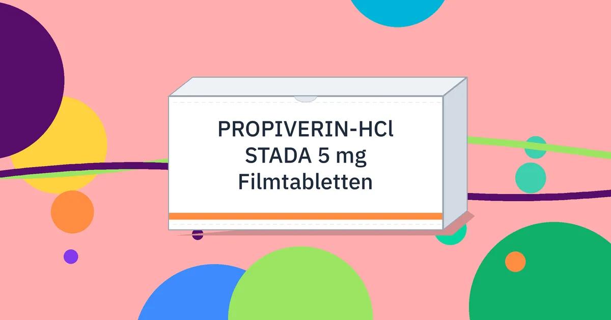 Symbolbild: Packung mit der Aufschrift PROPIVERIN-HCl STADA 5 mg Filmtabletten (PZN 05542332) – Verfügbarkeit und Bezug in Apotheken in Frankfurt am Main