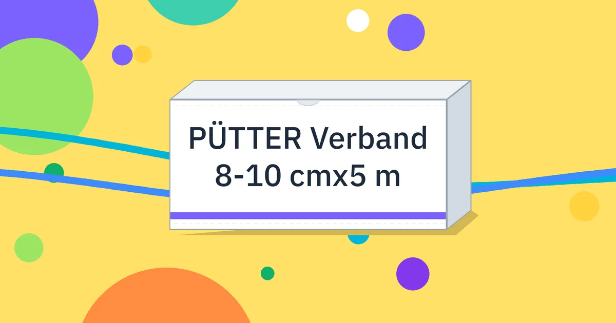 Symbolbild: Packung mit der Aufschrift PÜTTER Verband 8-10 cmx5 m (PZN 10210402) – Verfügbarkeit und Bezug in Apotheken in Frankfurt am Main