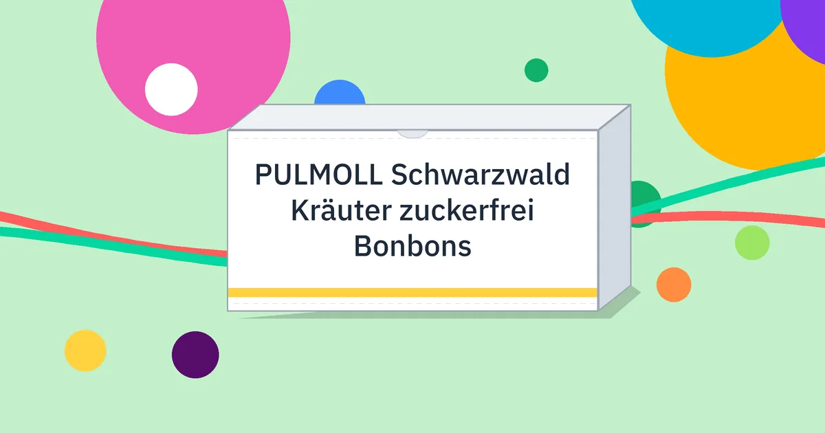 Symbolbild: Packung mit der Aufschrift PULMOLL Schwarzwald Kräuter zuckerfrei Bonbons (PZN 19362467) – Verfügbarkeit und Bezug in Apotheken in Frankfurt am Main