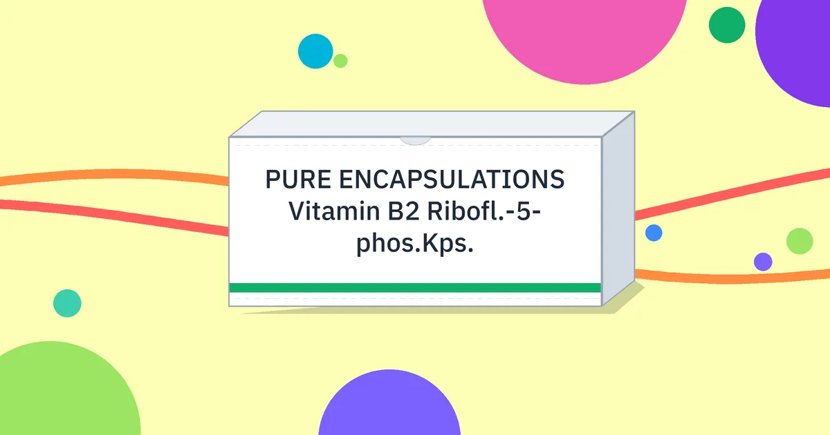 Symbolbild: Packung mit der Aufschrift PURE ENCAPSULATIONS Vitamin B2 Ribofl.-5-phos.Kps. (PZN 10983216) – Verfügbarkeit und Bezug in Apotheken in Frankfurt am Main
