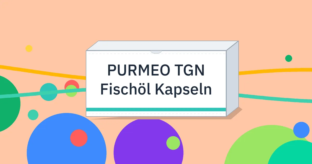 Symbolbild: Packung mit der Aufschrift PURMEO TGN Fischöl Kapseln (PZN 18854524) – Verfügbarkeit und Bezug in Apotheken in Frankfurt am Main