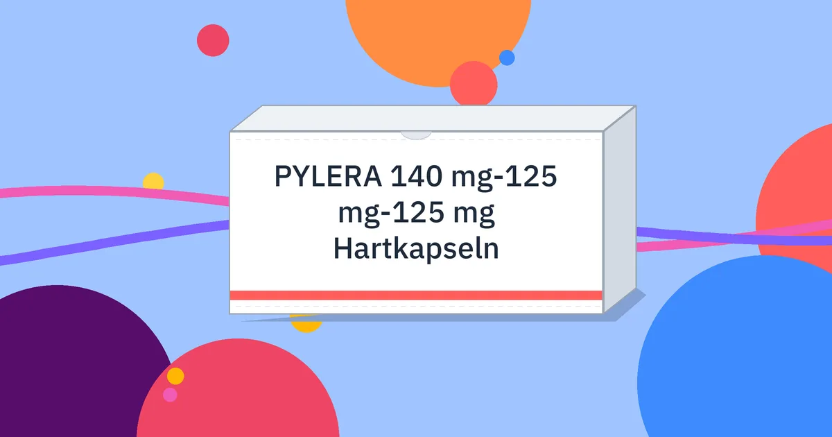 Symbolbild: Packung mit der Aufschrift PYLERA 140 mg-125 mg-125 mg Hartkapseln (PZN 12412423) – Verfügbarkeit und Bezug in Apotheken in Frankfurt am Main