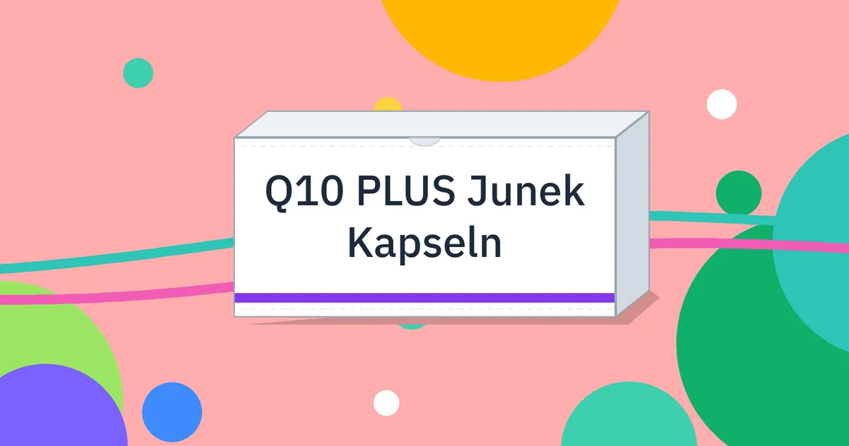 Symbolbild: Packung mit der Aufschrift Q10 PLUS Junek Kapseln (PZN 15613926) – Verfügbarkeit und Bezug in Apotheken in Frankfurt am Main