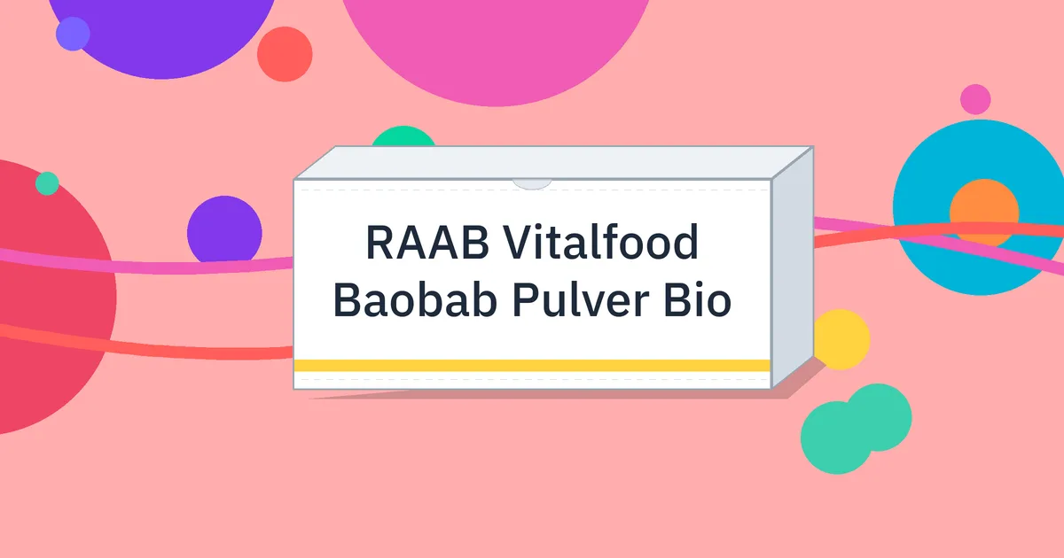 Symbolbild: Packung mit der Aufschrift RAAB Vitalfood Baobab Pulver Bio (PZN 19304889) – Verfügbarkeit und Bezug in Apotheken in Frankfurt am Main