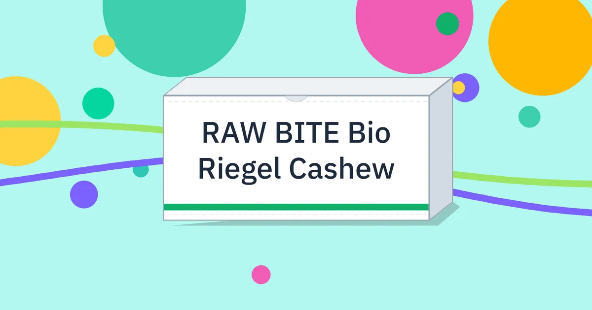 Symbolbild: Packung mit der Aufschrift RAW BITE Bio Riegel Cashew (PZN 14337097) – Verfügbarkeit und Bezug in Apotheken in Frankfurt am Main