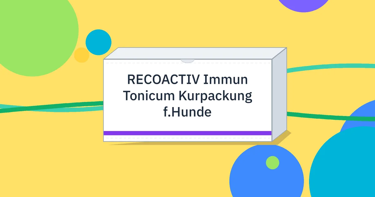 Symbolbild: Packung mit der Aufschrift RECOACTIV Immun Tonicum Kurpackung f.Hunde (PZN 07658323) – Verfügbarkeit und Bezug in Apotheken in Frankfurt am Main