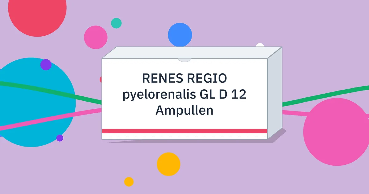 Symbolbild: Packung mit der Aufschrift RENES REGIO pyelorenalis GL D 12 Ampullen (PZN 03354201) – Verfügbarkeit und Bezug in Apotheken in Frankfurt am Main