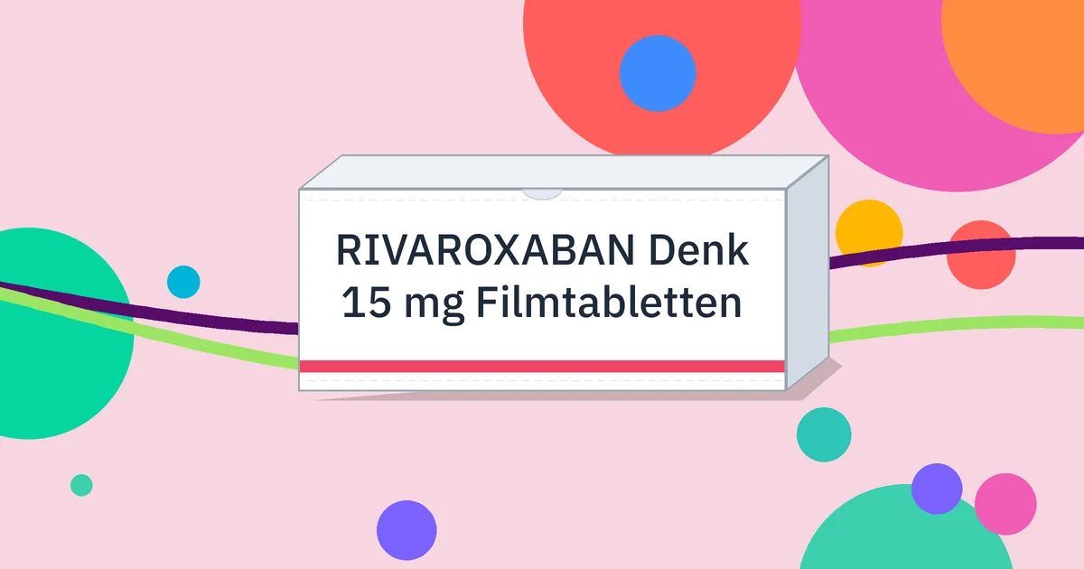 Symbolbild: Packung mit der Aufschrift RIVAROXABAN Denk 15 mg Filmtabletten (PZN 19230317) – Verfügbarkeit und Bezug in Apotheken in Frankfurt am Main