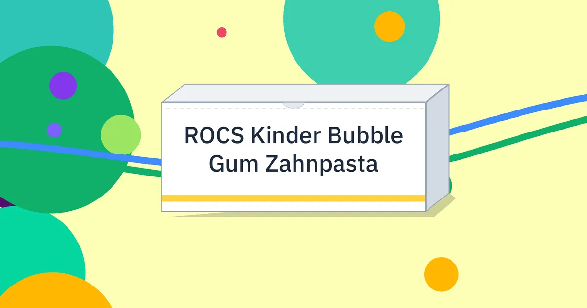 Symbolbild: Packung mit der Aufschrift ROCS Kinder Bubble Gum Zahnpasta (PZN 02084314) – Verfügbarkeit und Bezug in Apotheken in Frankfurt am Main