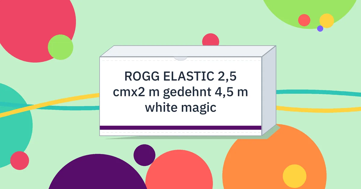 Symbolbild: Packung mit der Aufschrift ROGG ELASTIC 2,5 cmx2 m gedehnt 4,5 m white magic (PZN 15301457) – Verfügbarkeit und Bezug in Apotheken in Frankfurt am Main