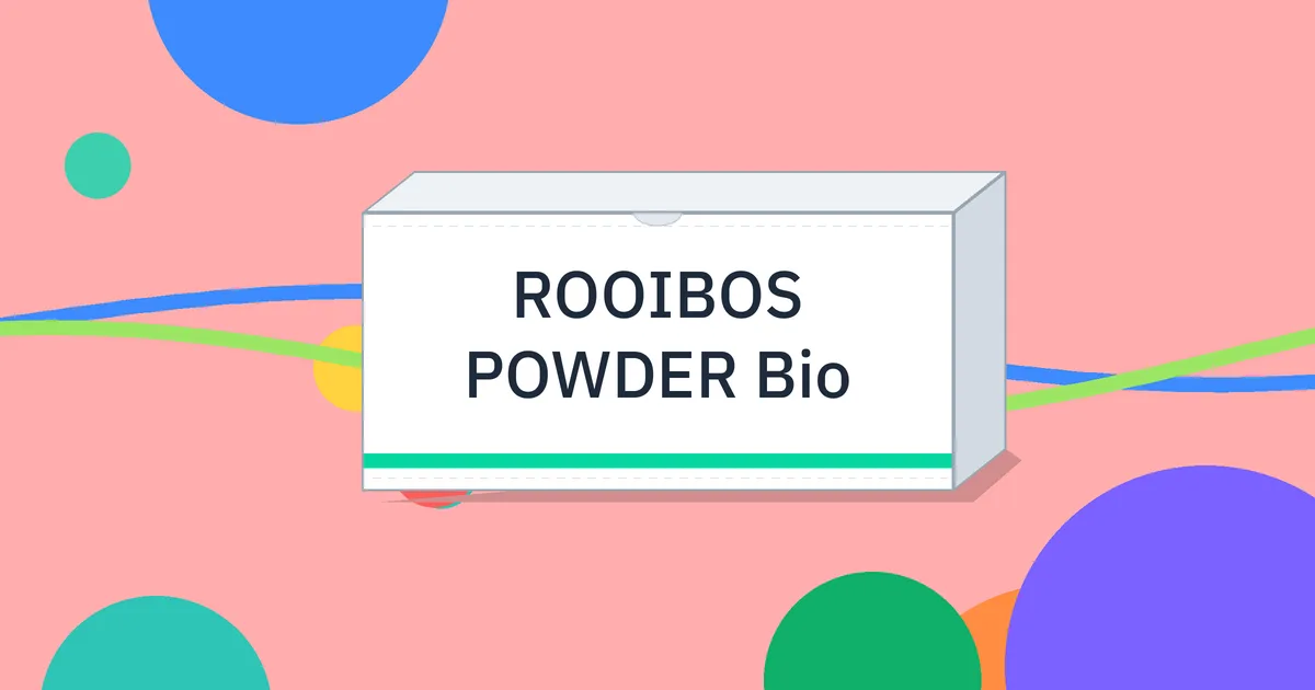 Symbolbild: Packung mit der Aufschrift ROOIBOS POWDER Bio (PZN 18412424) – Verfügbarkeit und Bezug in Apotheken in Frankfurt am Main