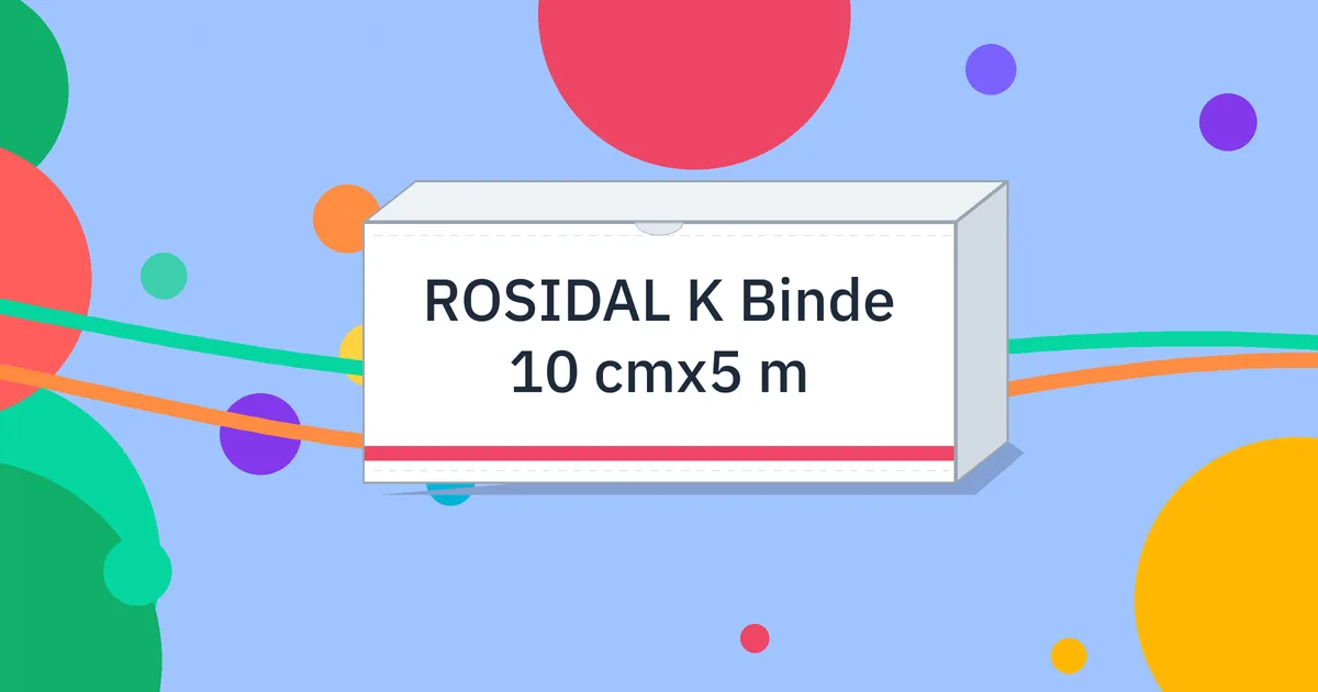 Symbolbild: Packung mit der Aufschrift ROSIDAL K Binde 10 cmx5 m (PZN 18736204) – Verfügbarkeit und Bezug in Apotheken in Frankfurt am Main