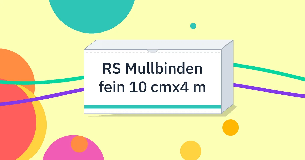Symbolbild: Packung mit der Aufschrift RS Mullbinden fein 10 cmx4 m (PZN 02954502) – Verfügbarkeit und Bezug in Apotheken in Frankfurt am Main