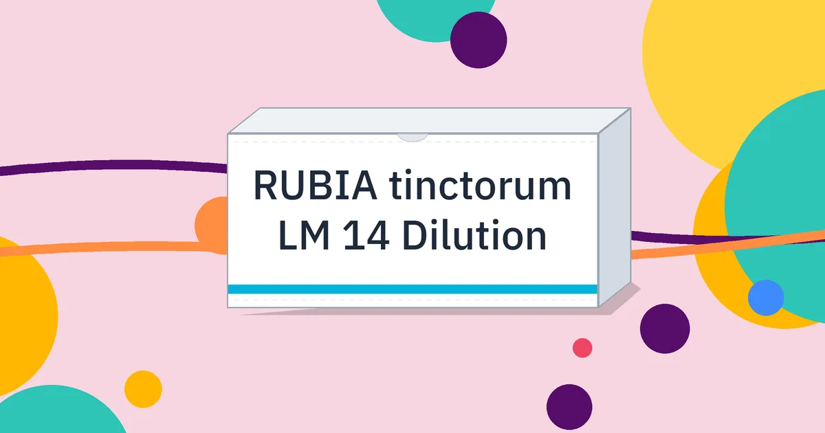 Symbolbild: Packung mit der Aufschrift RUBIA tinctorum LM 14 Dilution (PZN 13056775) – Verfügbarkeit und Bezug in Apotheken in Frankfurt am Main