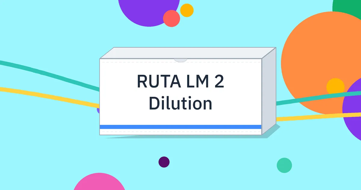 Symbolbild: Packung mit der Aufschrift RUTA LM 2 Dilution (PZN 13173570) – Verfügbarkeit und Bezug in Apotheken in Frankfurt am Main
