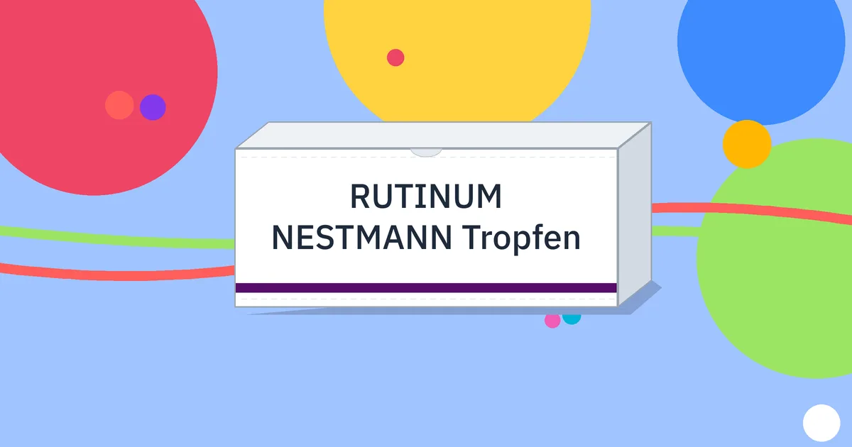 Symbolbild: Packung mit der Aufschrift RUTINUM NESTMANN Tropfen (PZN 11383607) – Verfügbarkeit und Bezug in Apotheken in Frankfurt am Main