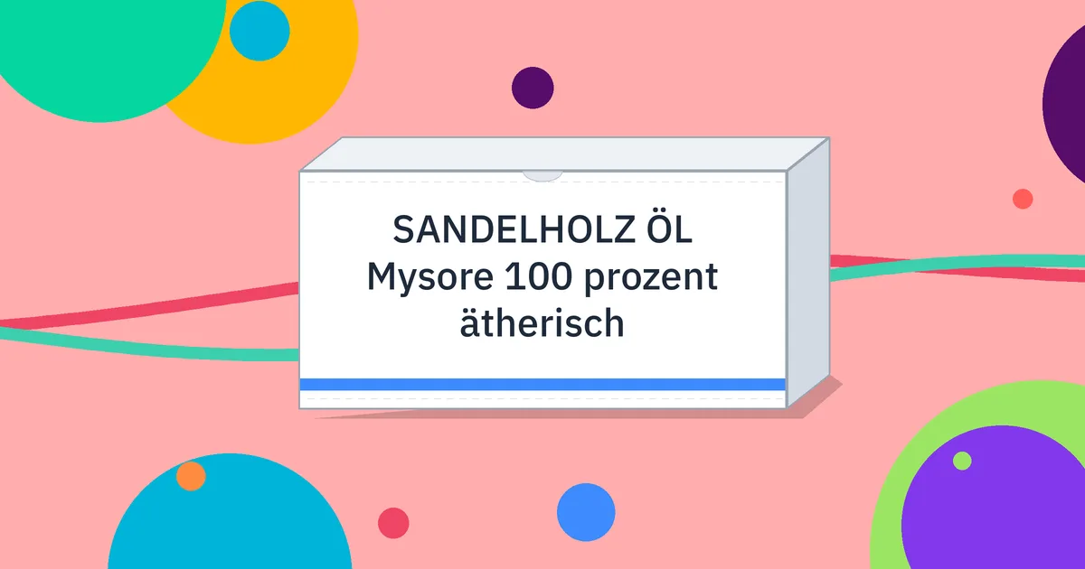 Symbolbild: Packung mit der Aufschrift SANDELHOLZ ÖL Mysore 100 prozent ätherisch (PZN 07206265) – Verfügbarkeit und Bezug in Apotheken in Frankfurt am Main