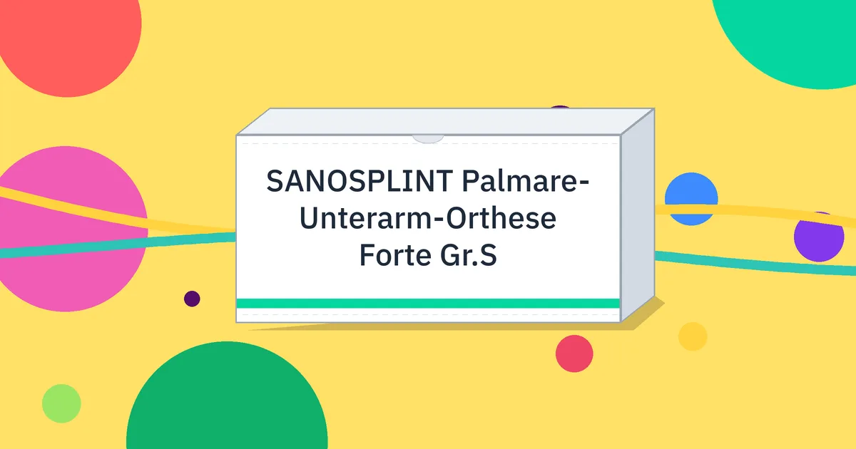 Symbolbild: Packung mit der Aufschrift SANOSPLINT Palmare-Unterarm-Orthese Forte Gr.S (PZN 11281350) – Verfügbarkeit und Bezug in Apotheken in Frankfurt am Main