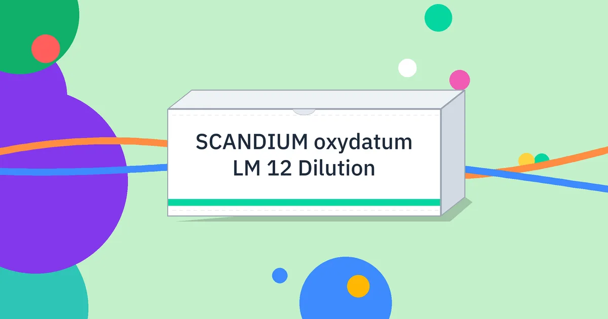 Symbolbild: Packung mit der Aufschrift SCANDIUM oxydatum LM 12 Dilution (PZN 13183551) – Verfügbarkeit und Bezug in Apotheken in Frankfurt am Main