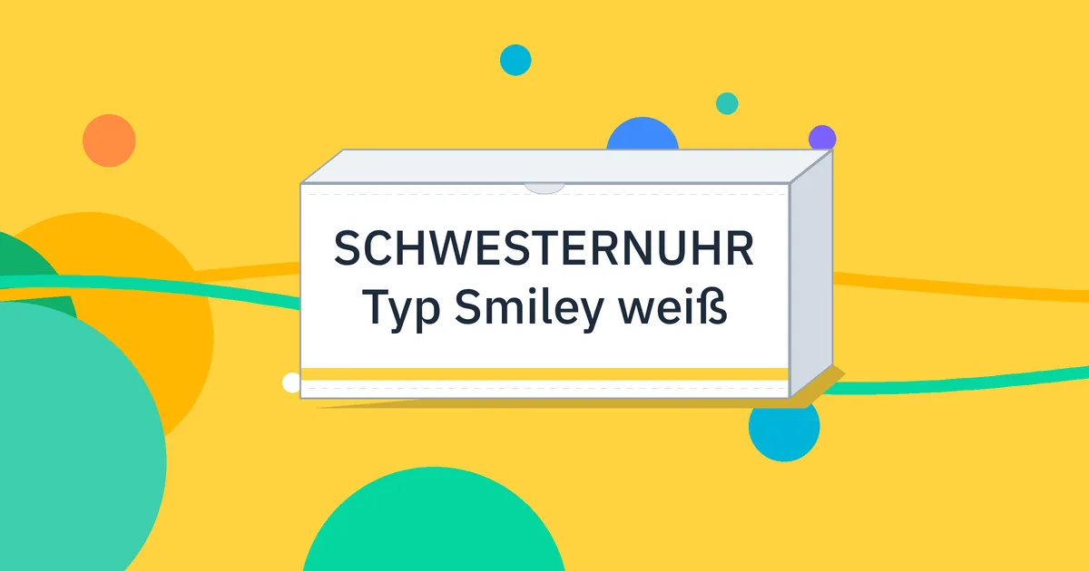 Symbolbild: Packung mit der Aufschrift SCHWESTERNUHR Typ Smiley weiß (PZN 09328564) – Verfügbarkeit und Bezug in Apotheken in Frankfurt am Main