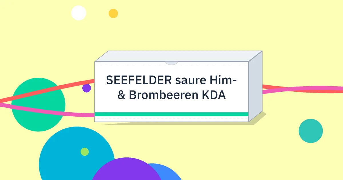 Symbolbild: Packung mit der Aufschrift SEEFELDER saure Him- & Brombeeren KDA (PZN 04410806) – Verfügbarkeit und Bezug in Apotheken in Frankfurt am Main