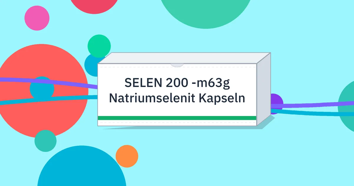 Symbolbild: Packung mit der Aufschrift SELEN 200 -m63g Natriumselenit Kapseln (PZN 11169216) – Verfügbarkeit und Bezug in Apotheken in Frankfurt am Main