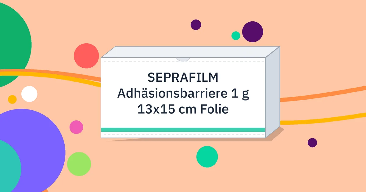 Symbolbild: Packung mit der Aufschrift SEPRAFILM Adhäsionsbarriere 1 g 13x15 cm Folie (PZN 16701271) – Verfügbarkeit und Bezug in Apotheken in Frankfurt am Main