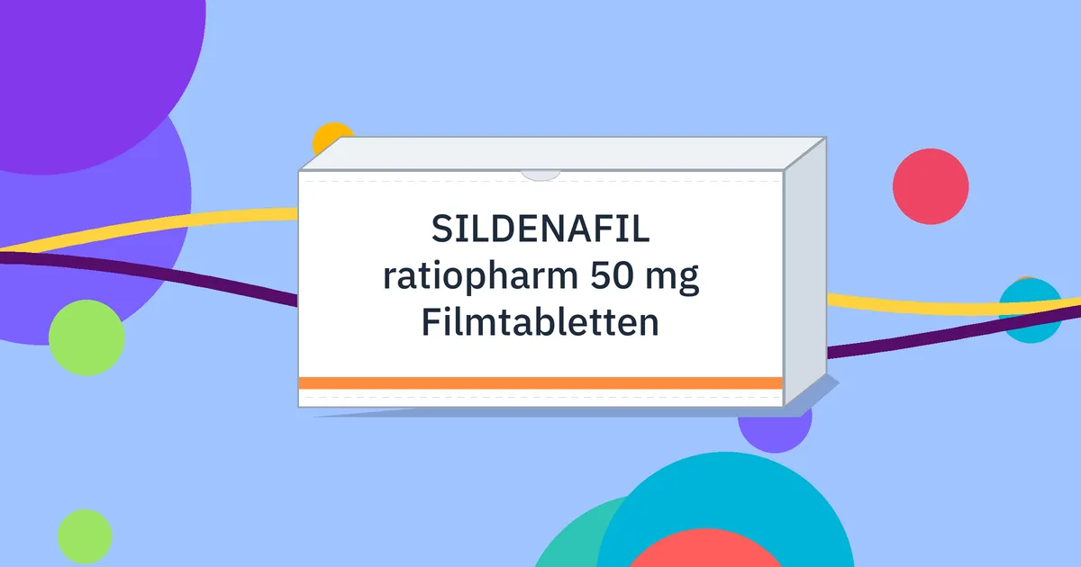 Symbolbild: Packung mit der Aufschrift SILDENAFIL ratiopharm 50 mg Filmtabletten (PZN 10059069) – Verfügbarkeit und Bezug in Apotheken in Frankfurt am Main