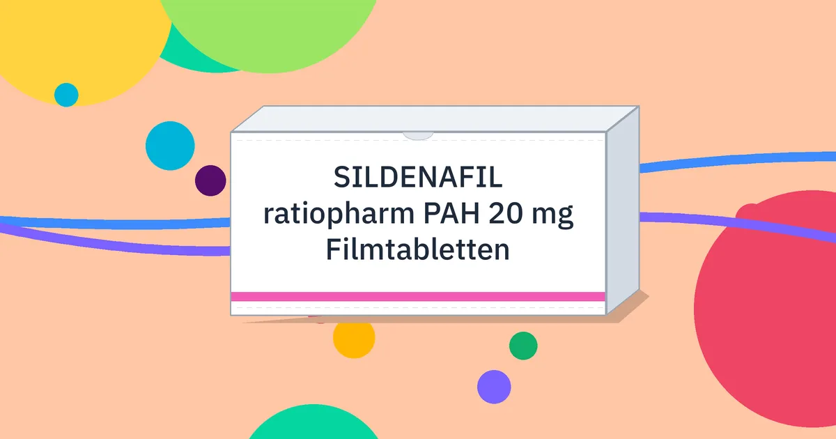 Symbolbild: Packung mit der Aufschrift SILDENAFIL ratiopharm PAH 20 mg Filmtabletten (PZN 11304430) – Verfügbarkeit und Bezug in Apotheken in Frankfurt am Main