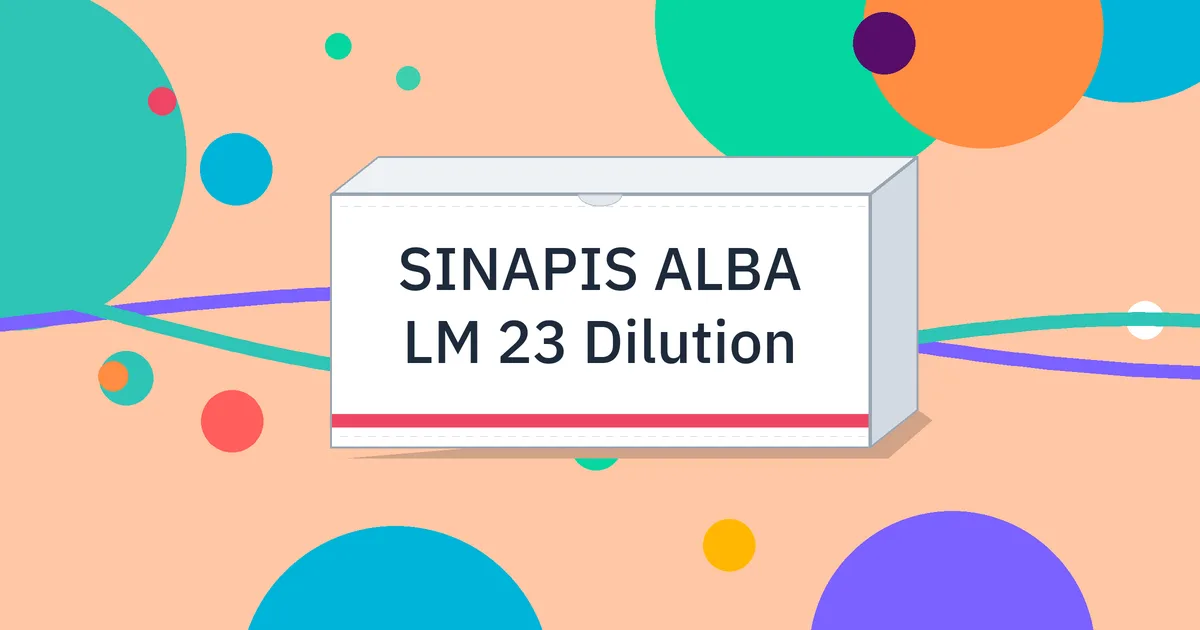 Symbolbild: Packung mit der Aufschrift SINAPIS ALBA LM 23 Dilution (PZN 13190746) – Verfügbarkeit und Bezug in Apotheken in Frankfurt am Main